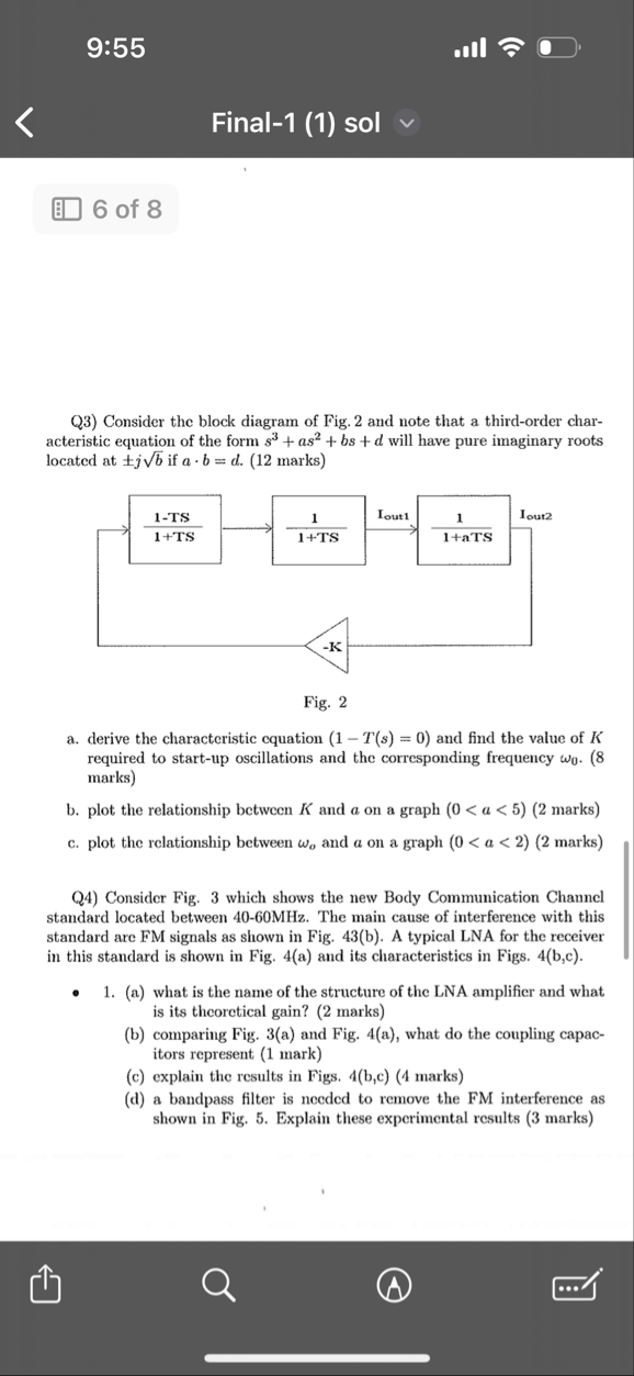 Solved Communication Electronics Q3) ﻿Consider the block | Chegg.com