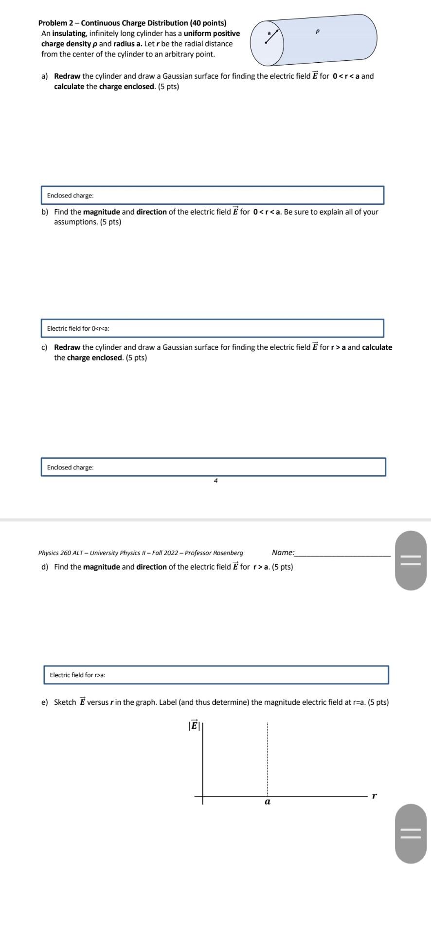 Solved Problem 2 - Continuous Charge Distribution (40 | Chegg.com