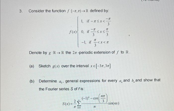 3. Consider the function f:[−π,π)→R defined by: | Chegg.com