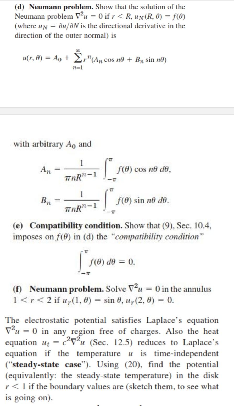 Solved TEAM PROJECT. Series for Dirichlet and Neumann | Chegg.com