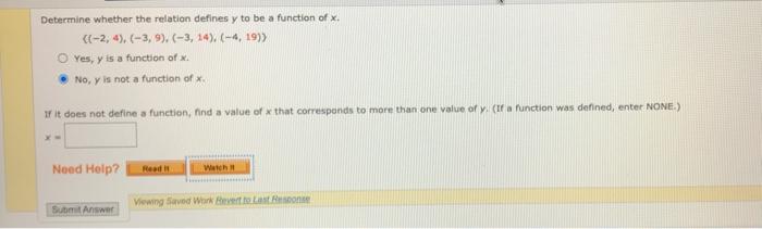 Solved Determine whether the relation defines y to be a | Chegg.com