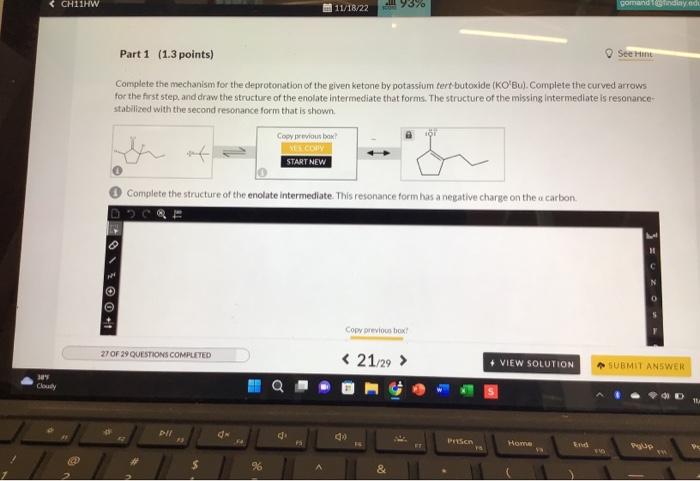 Complete the mechanism for the deprotonation of the | Chegg.com