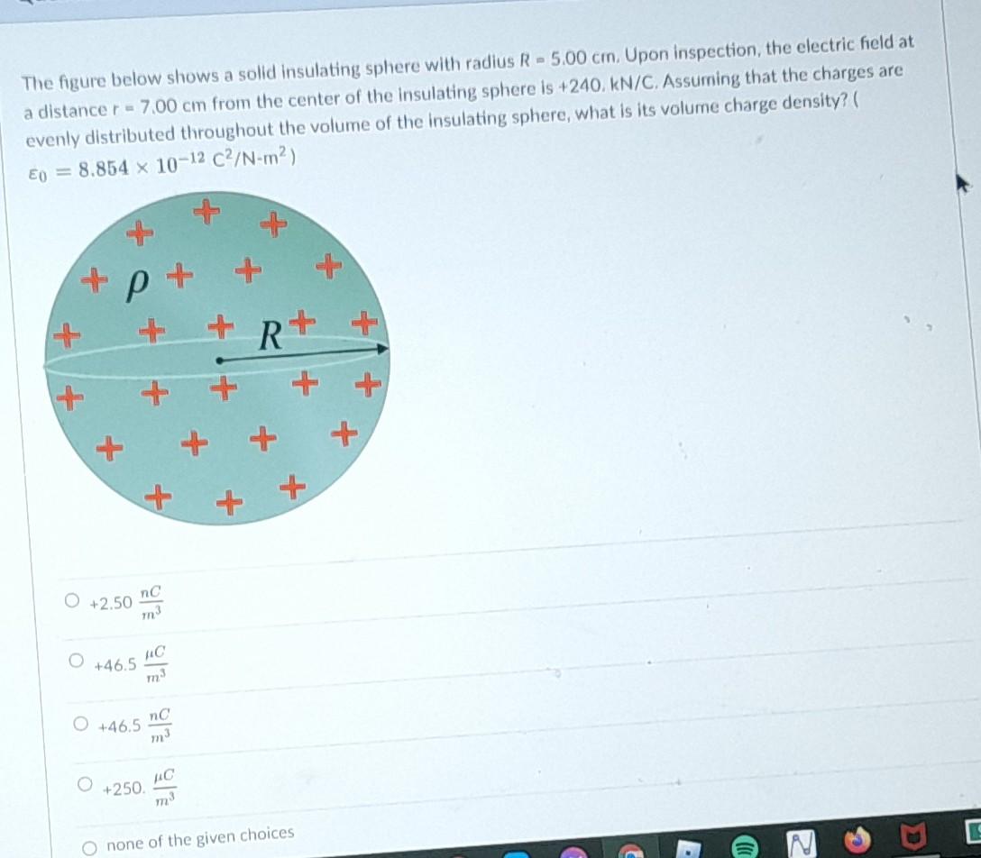 Solved The figure below shows a solid Insulating sphere with | Chegg.com