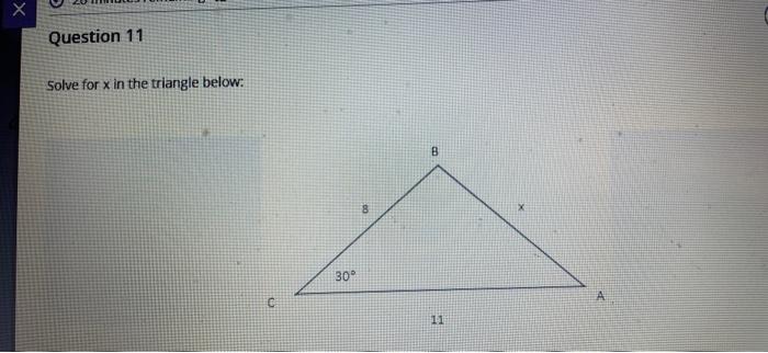 Solved Solve for x in the triangle below: | Chegg.com
