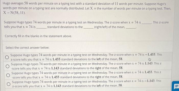 Solved Hugo averages 58 words per minute on a typing test | Chegg.com