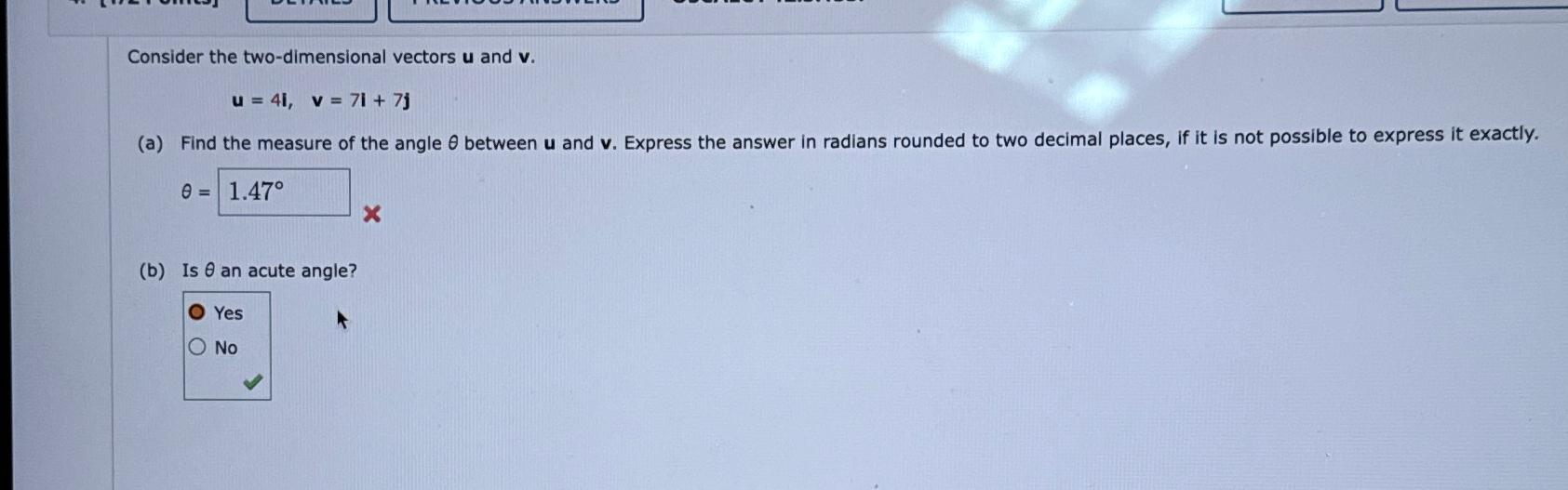 Solved Consider the two-dimensional vectors u ﻿and | Chegg.com
