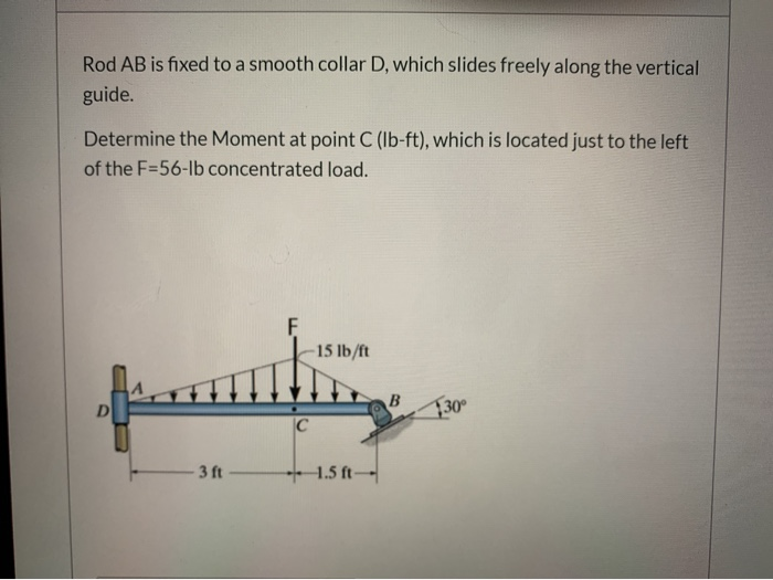 Solved Rod AB is fixed to a smooth collar D, which slides | Chegg.com