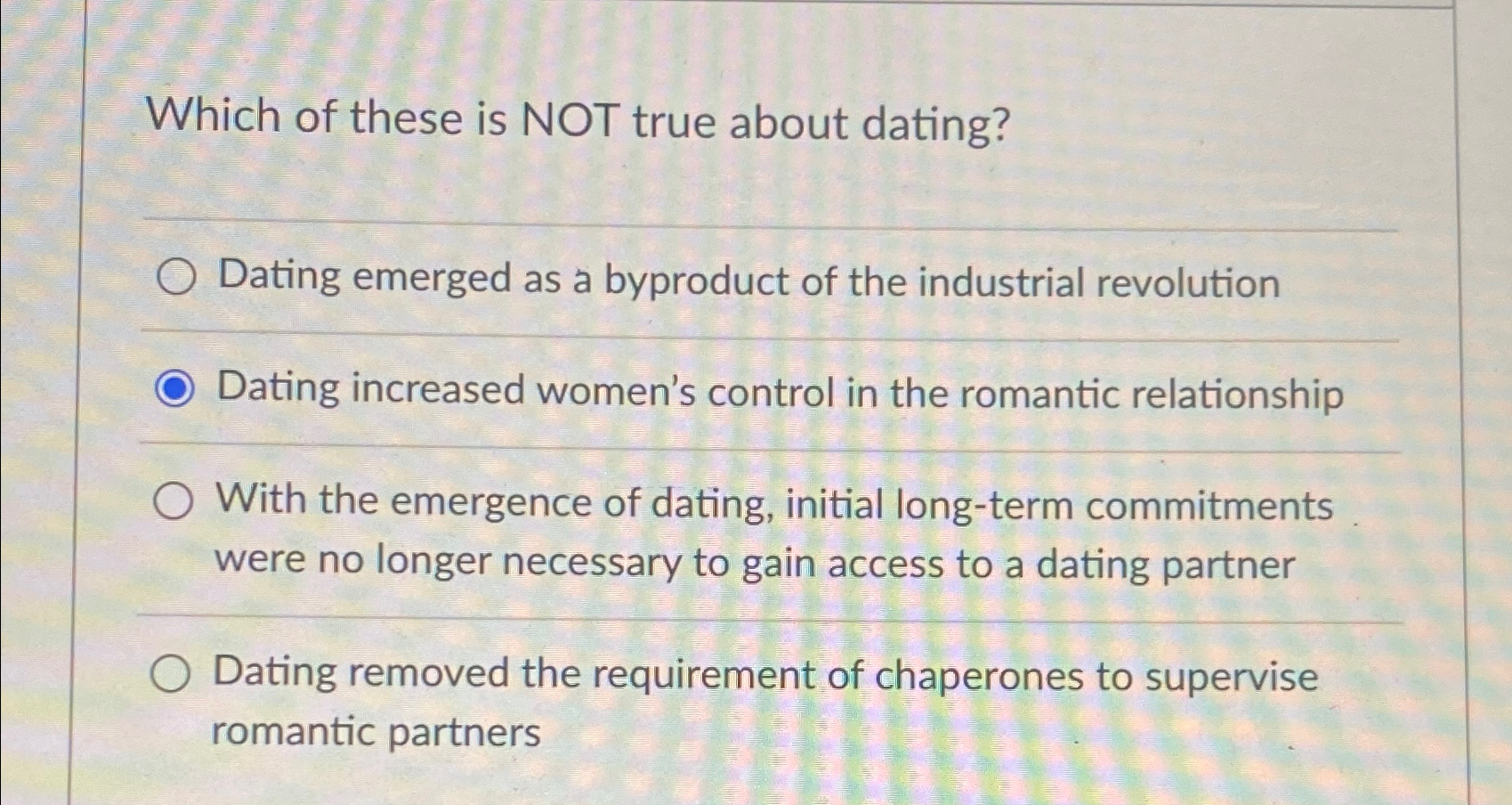Solved Which of these is NOT true about dating?Dating | Chegg.com