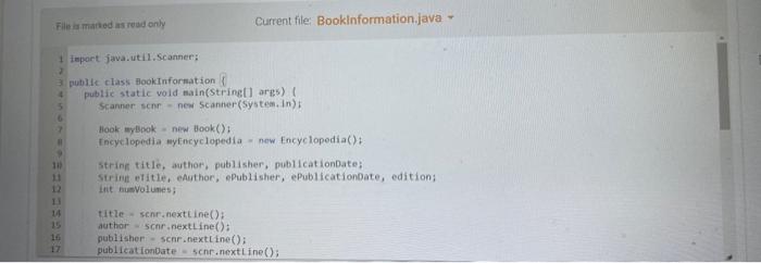 Solved 10.16 LAB: Book information (overriding member | Chegg.com