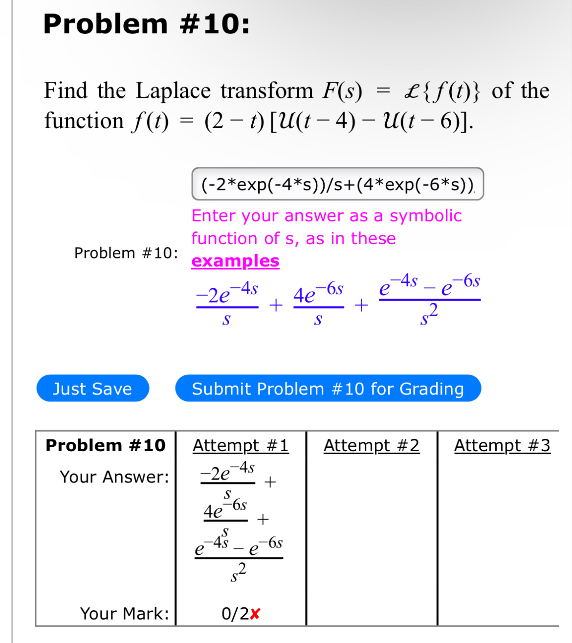 Solved Problem #10:Find the Laplace transform F(s)=L{f(t)} | Chegg.com