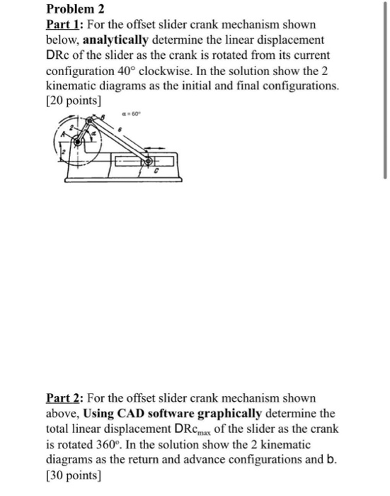 Solved Problem 2 Part 1: For the offset slider crank | Chegg.com