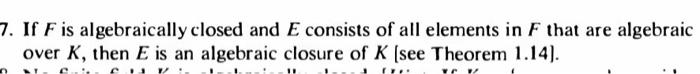 Solved If F is algebraically closed and E consists of all | Chegg.com