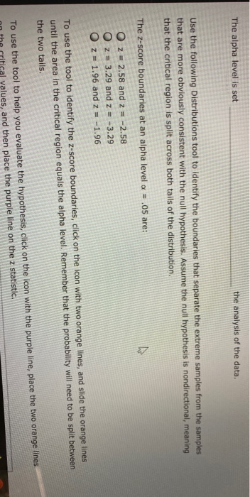 Solved The alpha level is set the analysis of the data. Use | Chegg.com