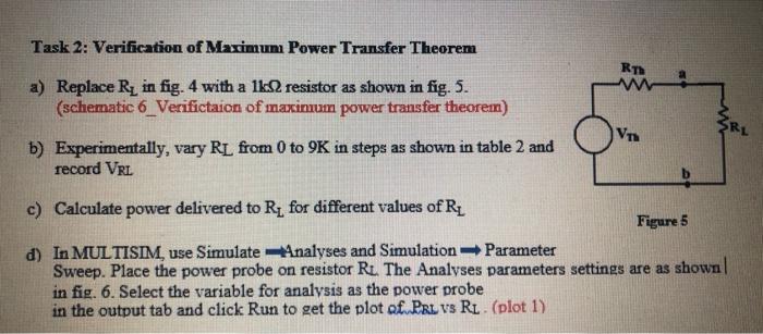 Solved Task 2: Verification of Maximum Power Transfer | Chegg.com