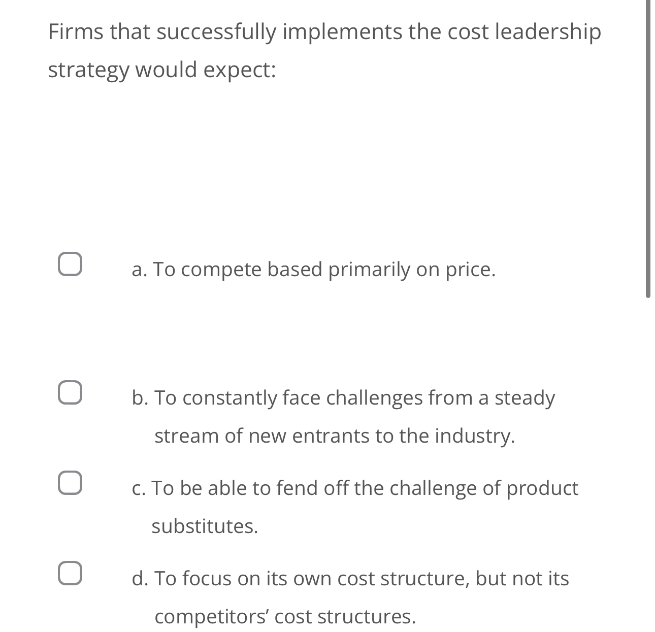 Solved Firms that successfully implements the cost | Chegg.com