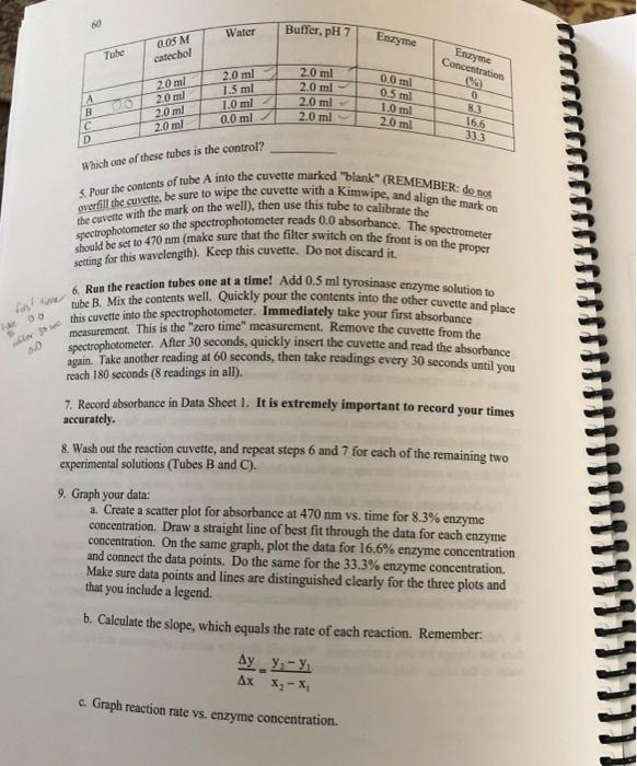 Solved 5. In each experiment, one test tube is designated as | Chegg.com