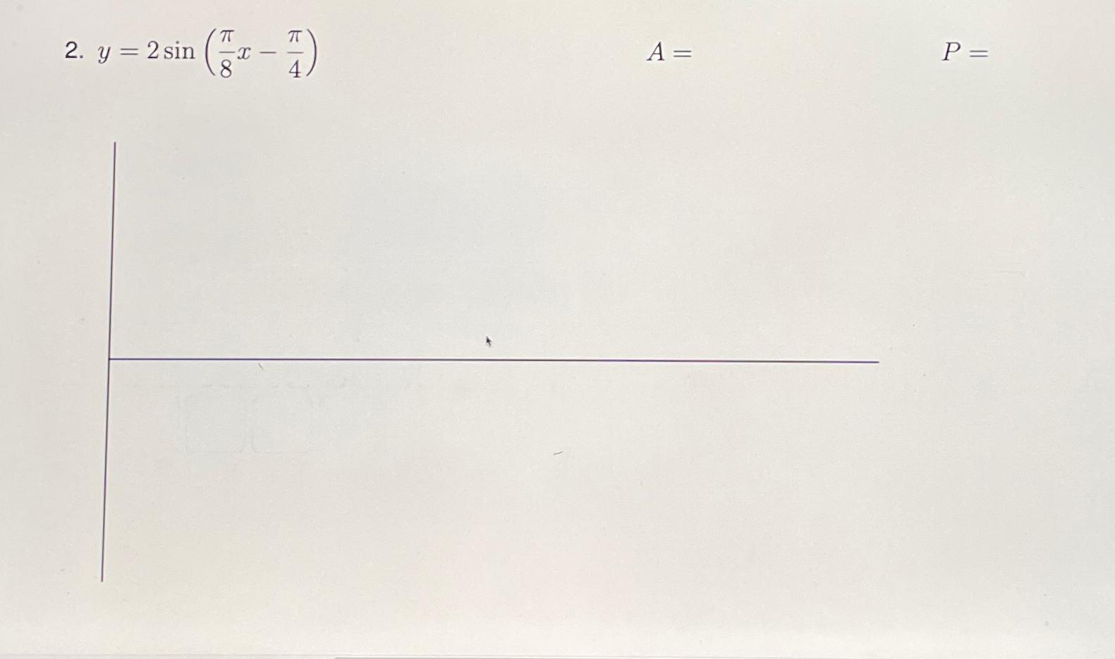 Solved y=2sin(π8x-π4)A=P= | Chegg.com