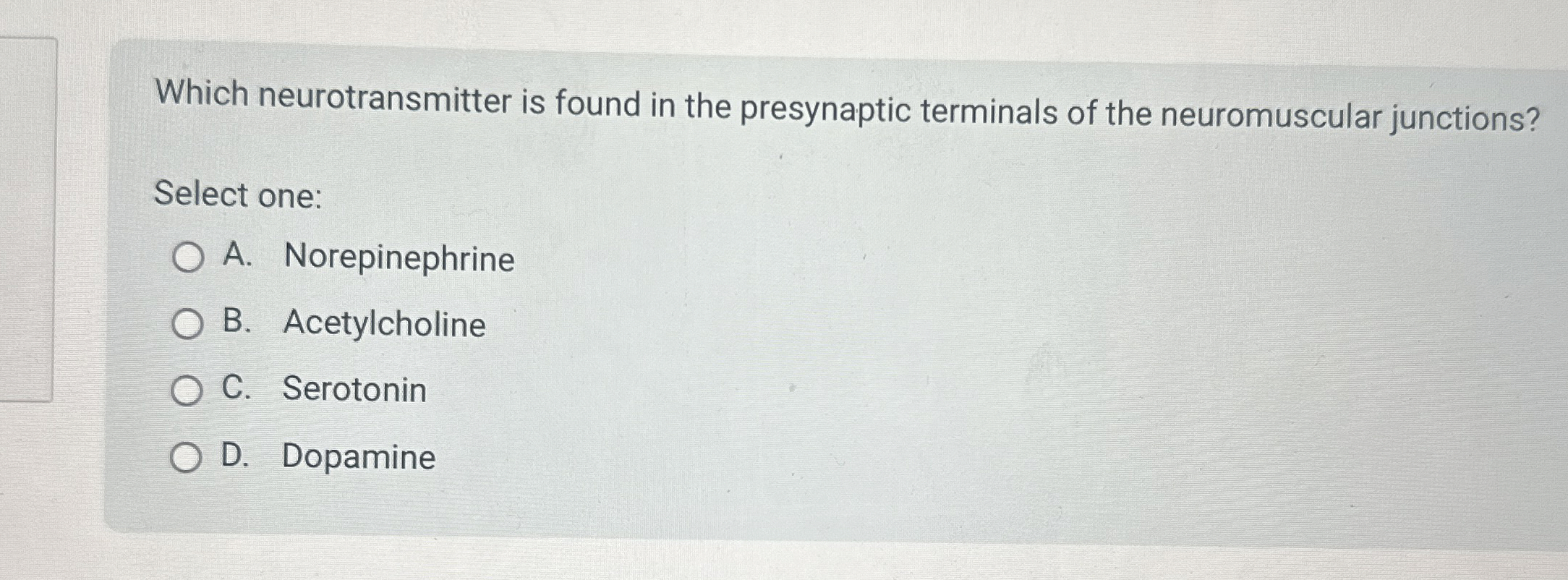 Solved Which neurotransmitter is found in the presynaptic | Chegg.com