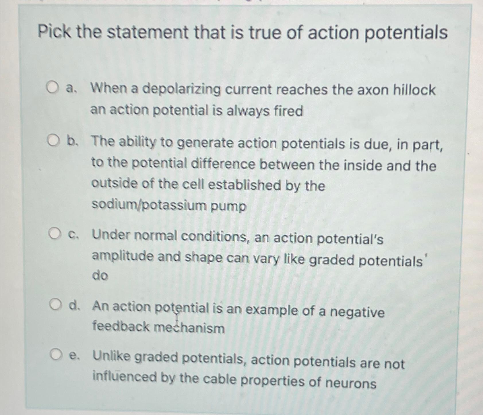 Solved Pick the statement that is true of action | Chegg.com