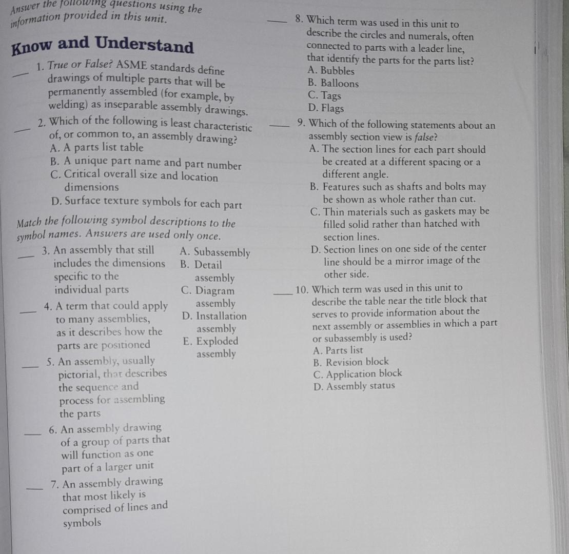 Solved rmation provided in this unit. now and Understand 1. | Chegg.com