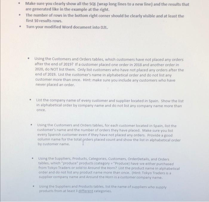 Make sure you clearly show all the SQL (wrap long | Chegg.com