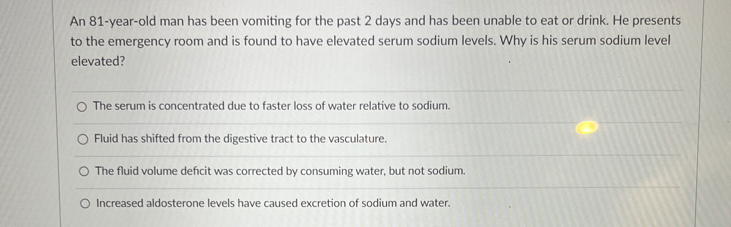 Solved An 81 -year-old man has been vomiting for the past 2 | Chegg.com
