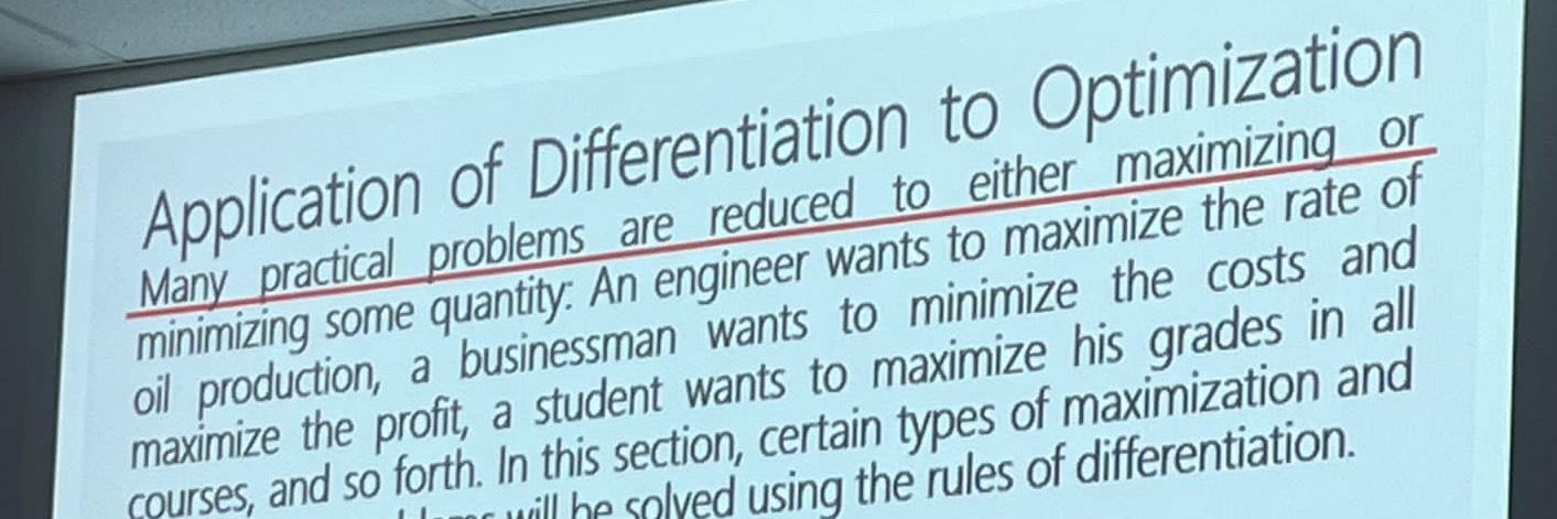 Application of Differentiation to Optimization Many | Chegg.com