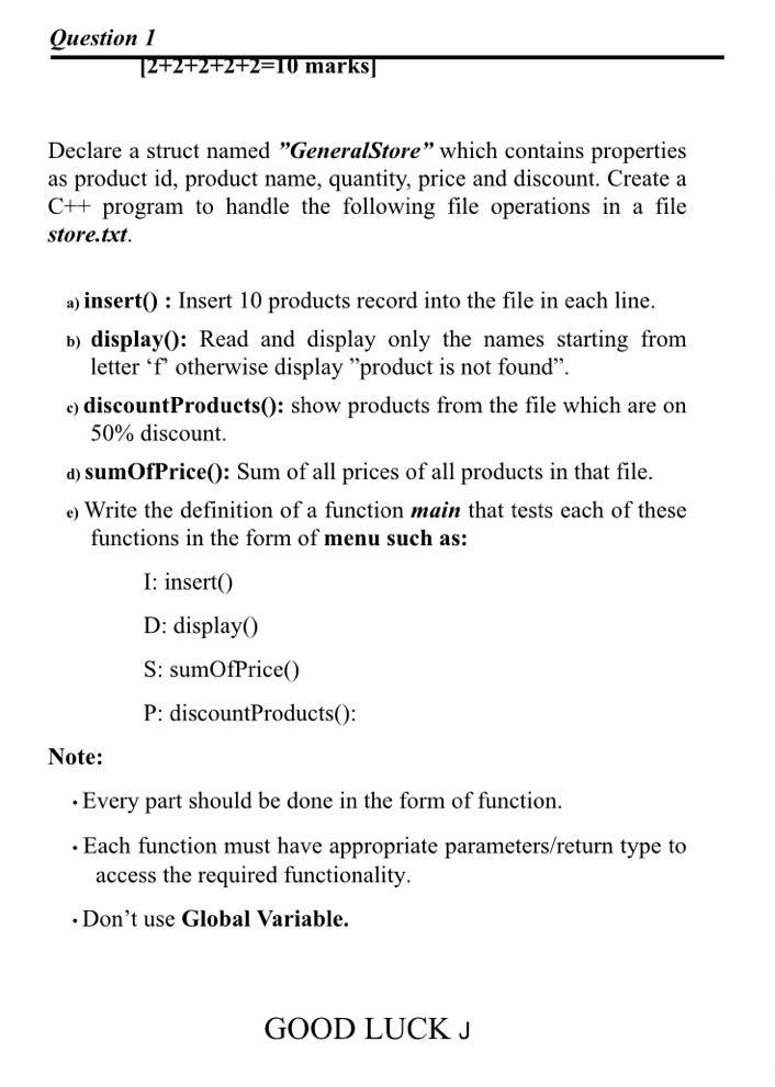 Solved Question 1 12+2+2+2+2=0 marks Declare a struct named | Chegg.com