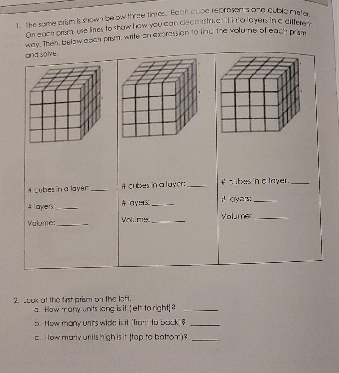 Solved 1. The same prism is shown below three times. Each | Chegg.com