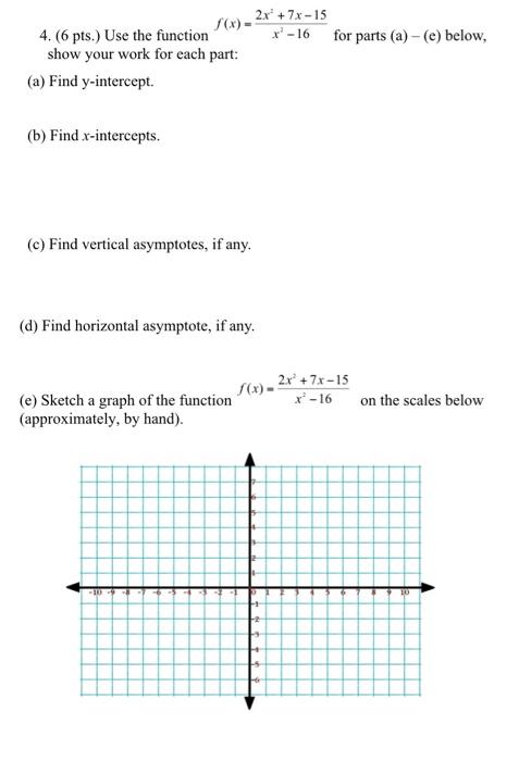 Solved 4. (6 pts.) Use the function \\( f(x)=\\frac{2 | Chegg.com