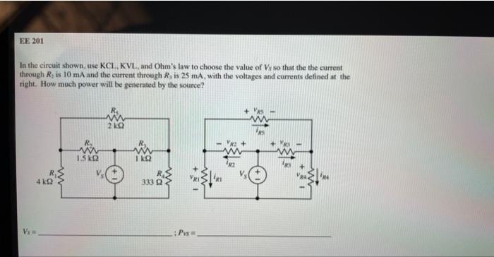 Solved In the circuit shown, use KCL, KVL, and Ohm's law to | Chegg.com