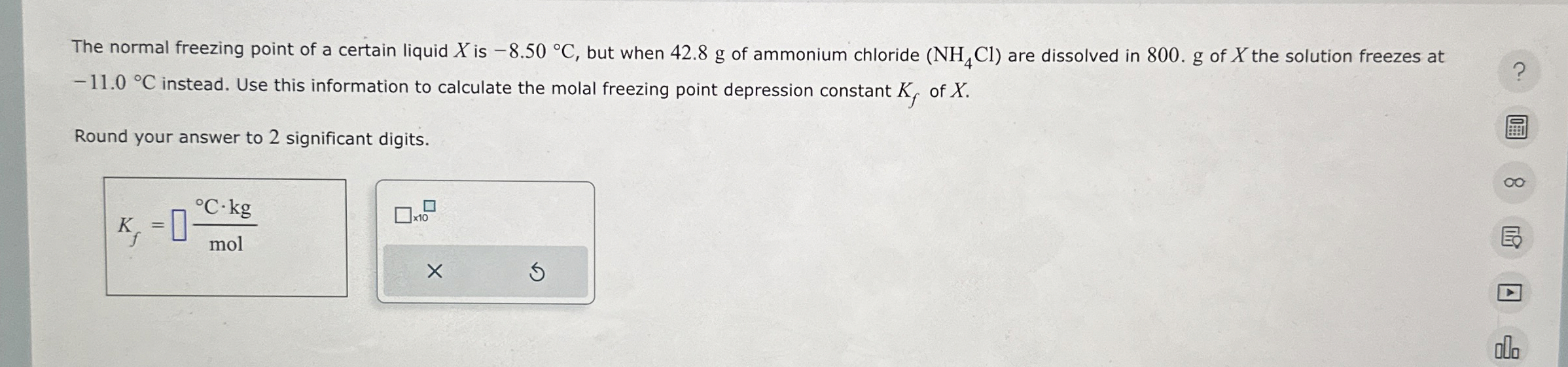 Solved The normal freezing point of a certain liquid x ﻿is | Chegg.com