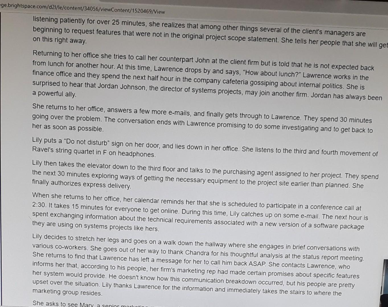 3. Lily, the project manager of a large information | Chegg.com