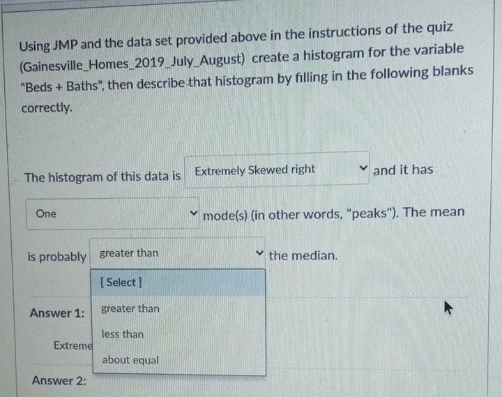 How to import data into JMP and make a histogram 1. | Chegg.com