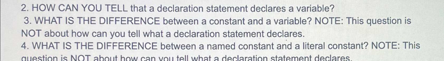 Solved HOW CAN YOU TELL that a declaration statement | Chegg.com