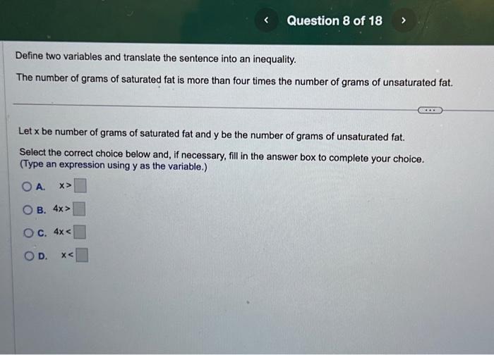Solved Define two variables and translate the sentence into | Chegg.com