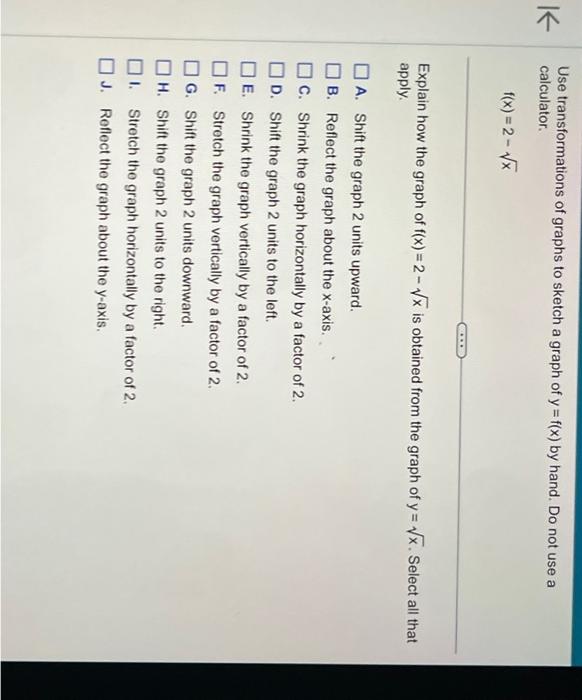 Solved Use transformations of graphs to sketch a graph of | Chegg.com
