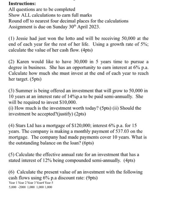Solved Instructions: All questions are to be completed Show | Chegg.com