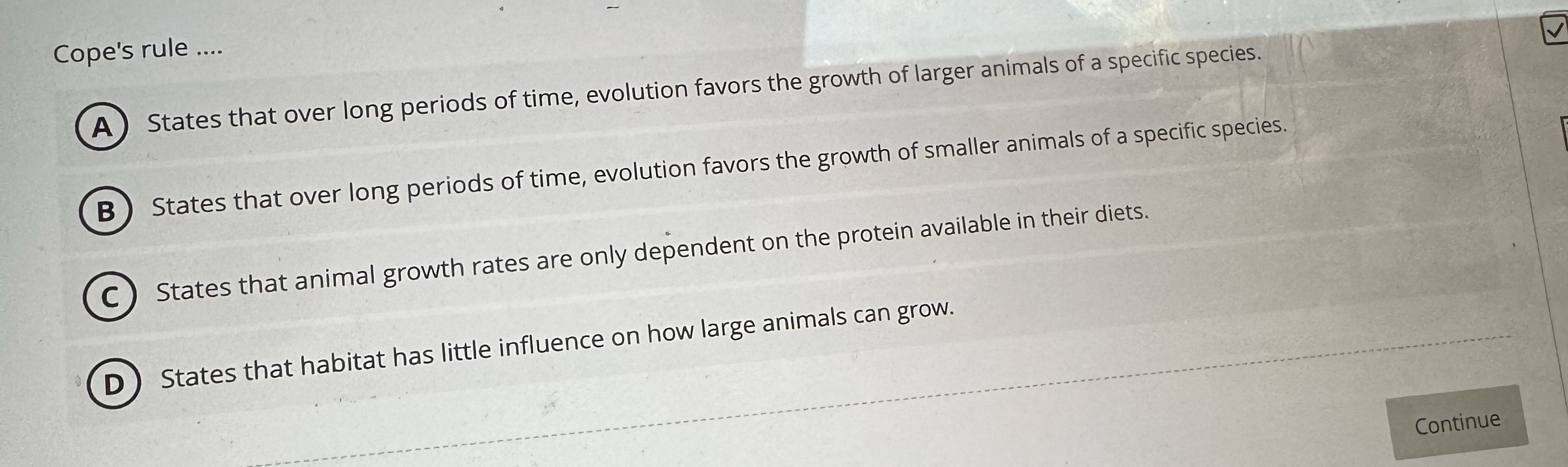 Solved Cope's rule q,States that over long periods of time, | Chegg.com