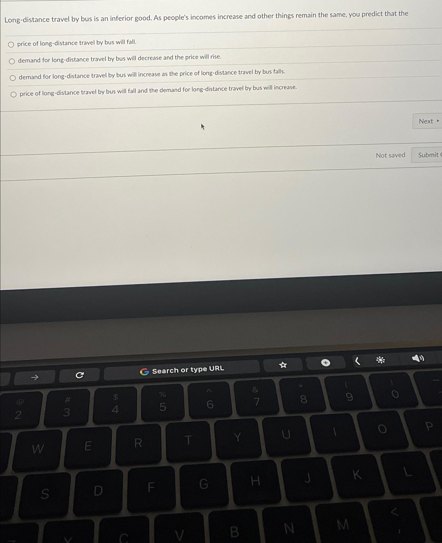 Solved Long-distance travel by bus is an inferior good. As | Chegg.com