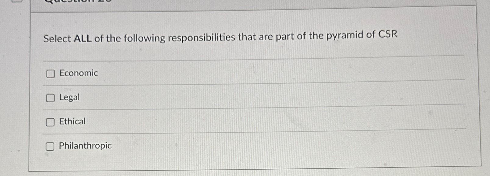 Solved Select ALL of the following responsibilities that are | Chegg.com