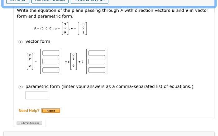 Solved Write The Equation Of The Plane Passing Through P