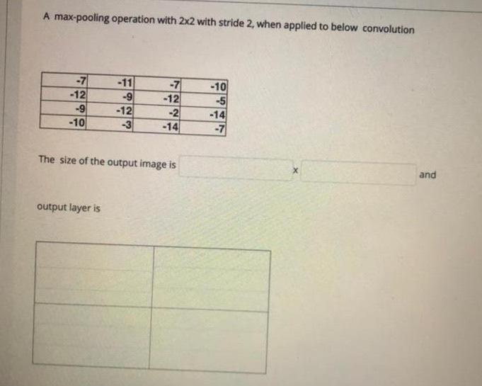 Solved A max-pooling operation with 2x2 with stride 2, when | Chegg.com