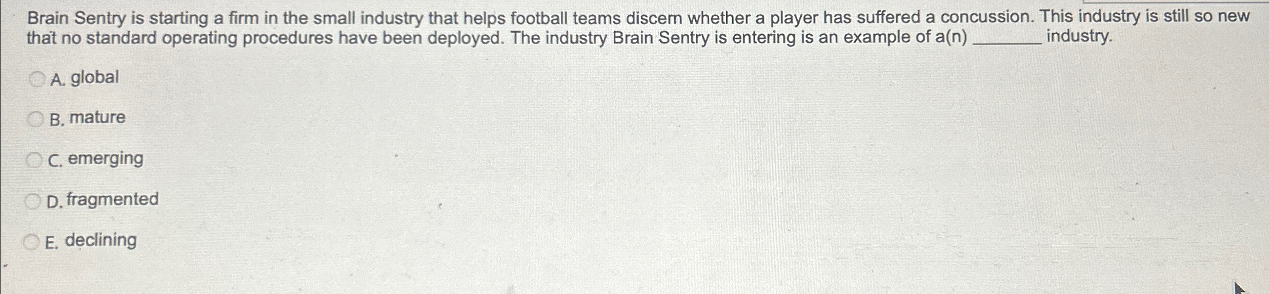 Solved Brain Sentry is starting a firm in the small industry | Chegg.com