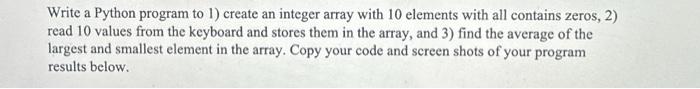 Solved Write A Python Program To 1 Create An Integer Array 9626