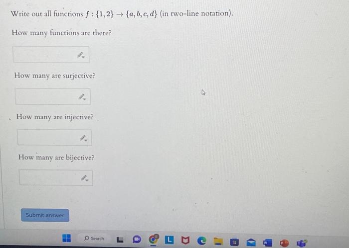 Solved Write Out All Functions F {1 2}→{a B C D} How Many