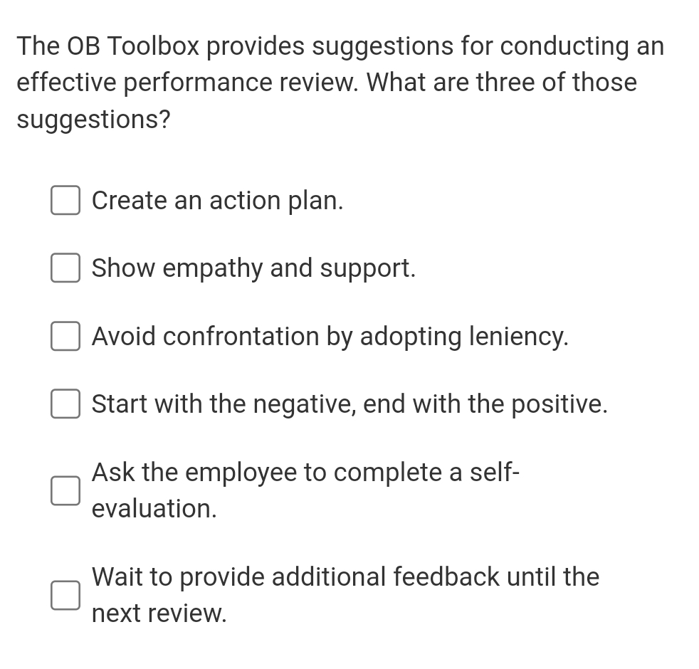 Solved The OB Toolbox provides suggestions for conducting an | Chegg.com
