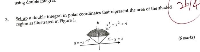 Solved 3. Set up a double integral in polar coordinates that | Chegg.com