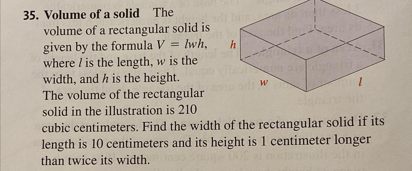 Solved Volume of a solid The volume of a rectangular solid | Chegg.com