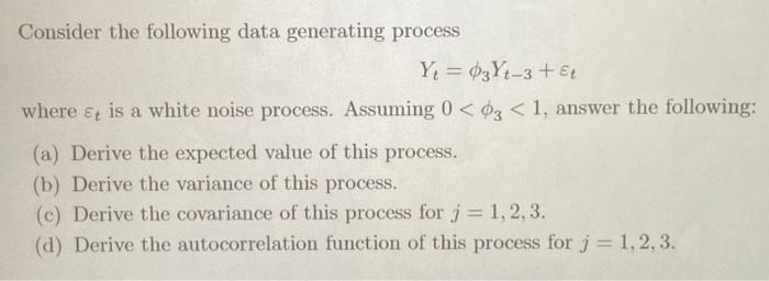 Consider the following data generating process | Chegg.com